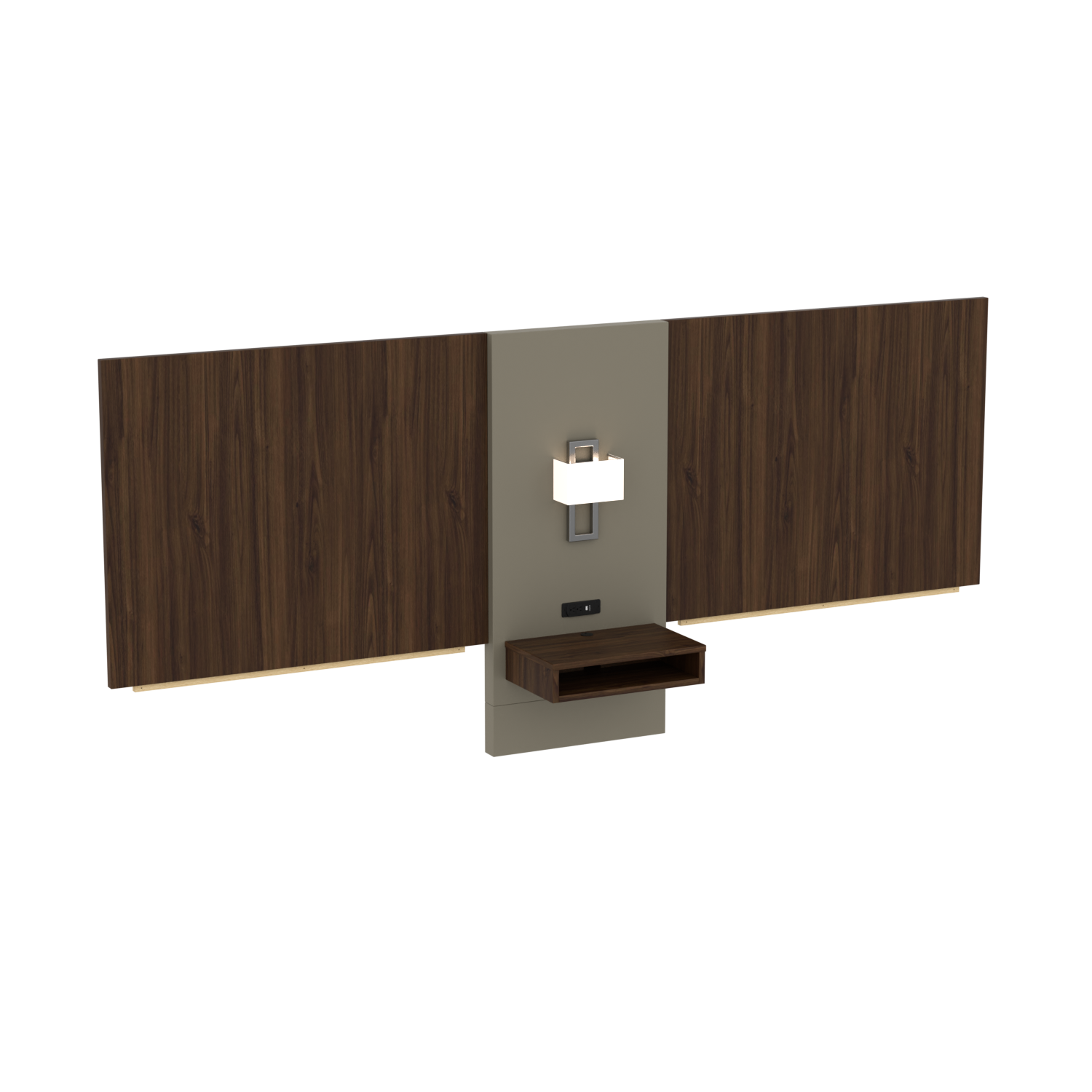 Simplicity 65h Queen-Queen Size Headboard with Nightstand Panel, Light ...